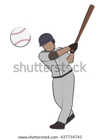 Cartoon Baseball Batter Hitting Ball Isolated Stock Vector (Royalty ...