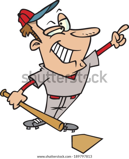 Cartoon Baseball Player Pointing Outfield: vector de stock (libre de ...