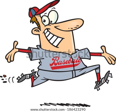 Cartoon Baseball Player Running Home Stock Vector (Royalty Free ...