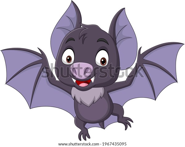 Cartoon Bat Flying Isolated On White Stock Vector (Royalty Free ...