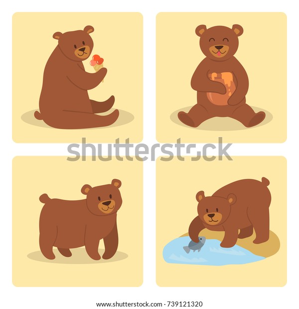 Cartoon Bear Character Teddy Pose Vector Stock Vector (Royalty Free ...