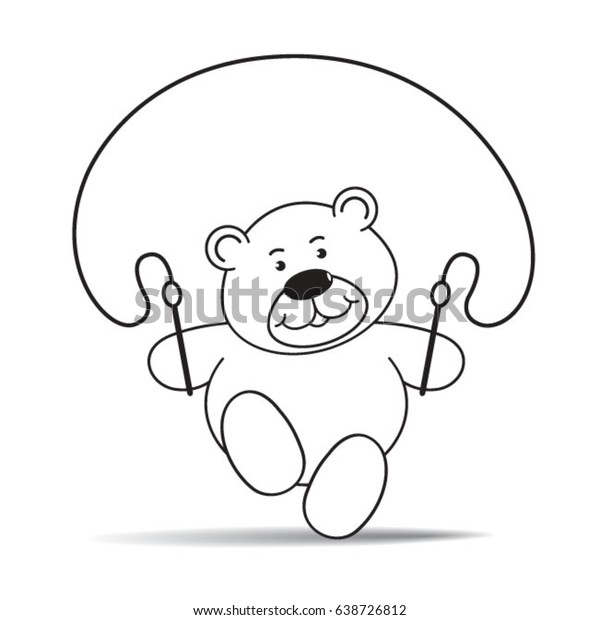 Cartoon Bear Jumping Rope Happily Blackvector Stock Vector (Royalty ...
