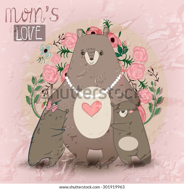 Cartoon Bear Little Cubs Stock Vector (Royalty Free) 301919963 ...