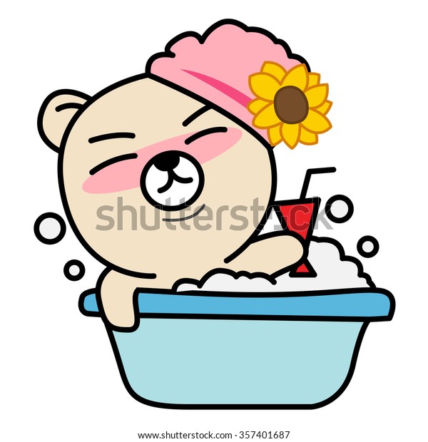 Cartoon Bear Takes Bath Stock Vector (Royalty Free) 357401687
