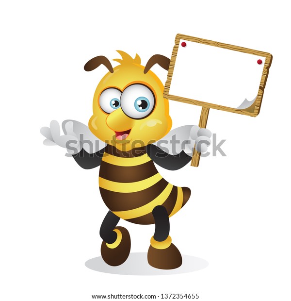 Cartoon Bee Blank Sign Stock Vector (Royalty Free) 1372354655 ...