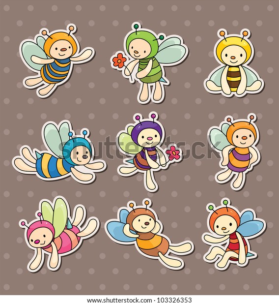 Cartoon Bee Boy Stickers Stock Vector (Royalty Free) 103326353 ...