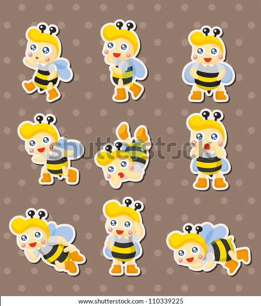 Cartoon Bee Boy Stickers Stock Vector (Royalty Free) 110339225 ...