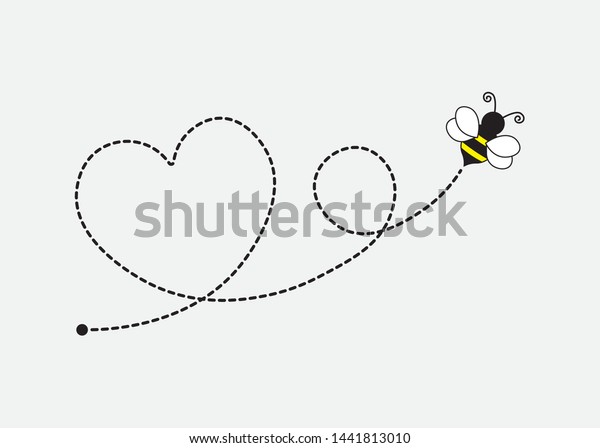 Cartoon Bee Flying On Heart Shaped Stock Vector (Royalty Free) 1441813010