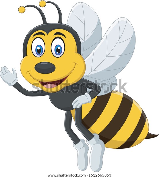 Cartoon Bee Waving Hand Smiling Stock Vector (Royalty Free) 1612665853 ...