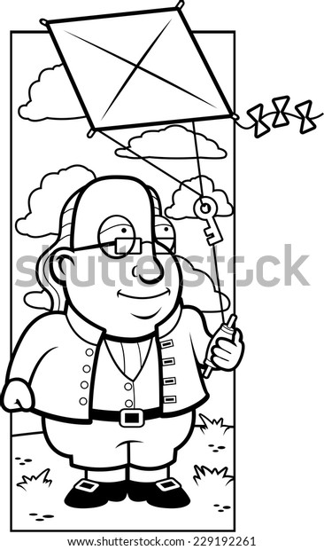 Cartoon Ben Franklin Key On Kite: immagine vettoriale stock (royalty ...