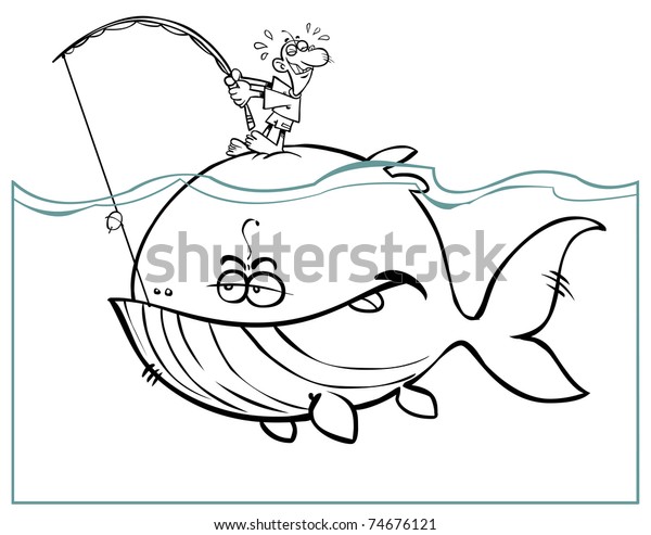 Cartoon Big Fish Black White Stock Vector (Royalty Free) 74676121 ...