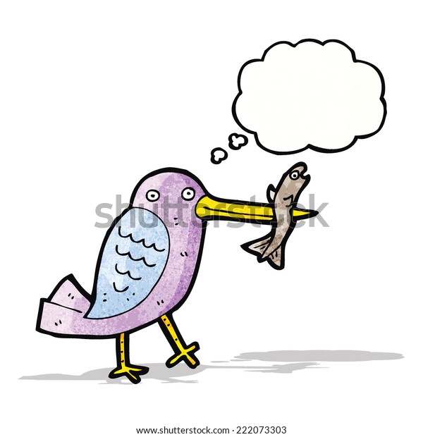 Cartoon Bird Catching Fish Stock Vector (Royalty Free) 222073303