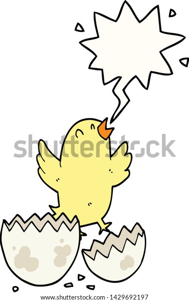 Cartoon Bird Hatching Egg Speech Bubble Stock Vector (Royalty Free ...