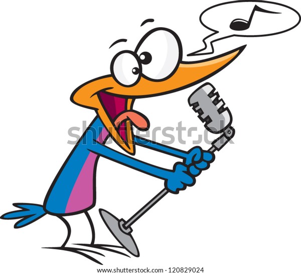 Cartoon Bird Singing Into Microphone Stock Vector (Royalty Free) 120829024