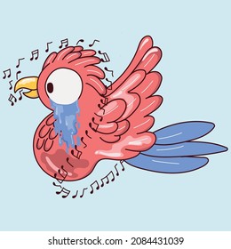 Cartoon Bird Singing While Crying Stock Vector (Royalty Free ...