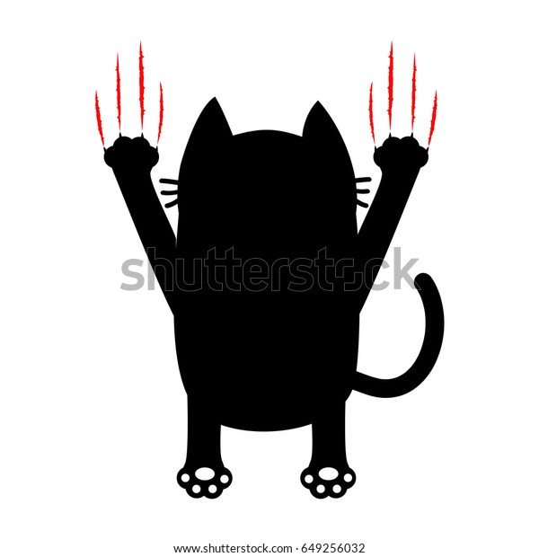 Cartoon Black Cat Back View Red Stock Vector (Royalty Free) 649256032 ...