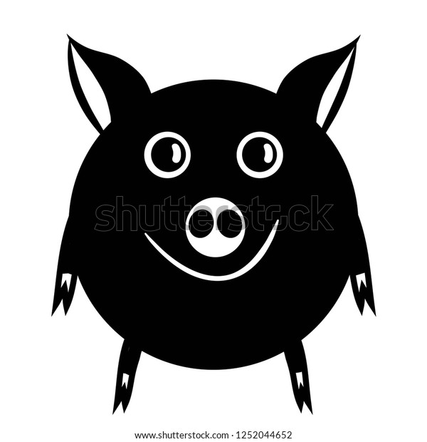 Cartoon Black Pig Drawing Stock Vector (Royalty Free) 1252044652 ...