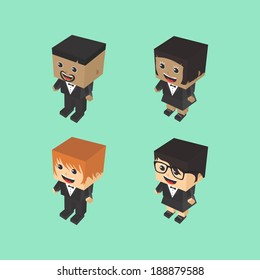 Cartoon Block Character Set Stock Vector (Royalty Free) 188879588 ...