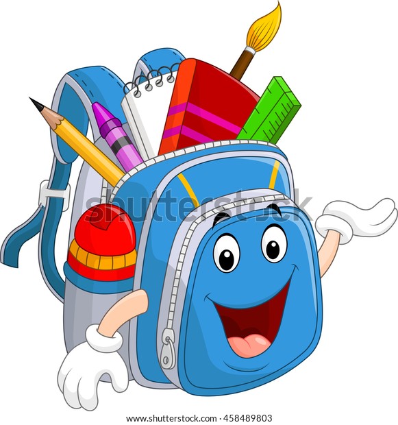 Cartoon Blue Bag Waving Stock Vector (Royalty Free) 458489803 ...