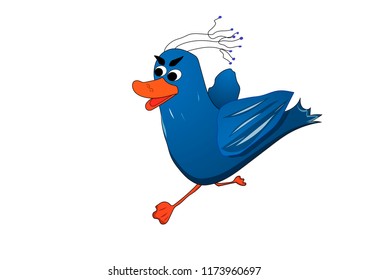 Cartoon Blue Bird Run Stock Vector (Royalty Free) 1173960697