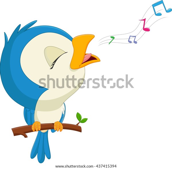 Cartoon Blue Bird Singing Stock Vector (Royalty Free) 437415394 ...
