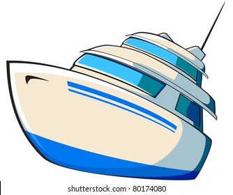 Cartoon Blue Boat: vector de stock (libre de regalías) 80174080 ...