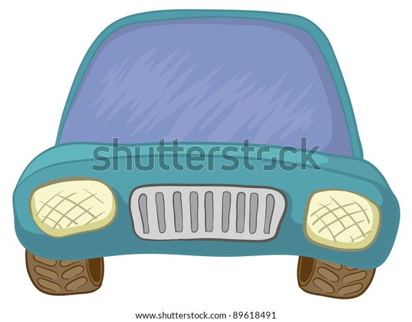Cartoon Blue Car Isolated On White Stock Vector (Royalty Free) 89618491