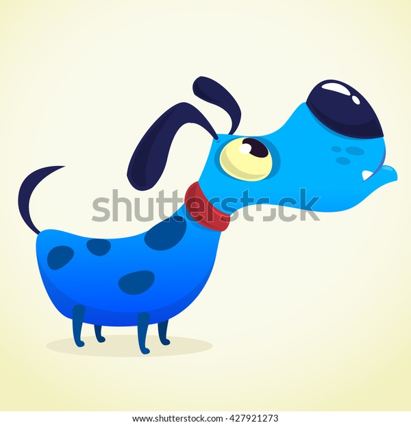 Cartoon Blue Dog Vector Illustration On: стоковая векторная графика ...