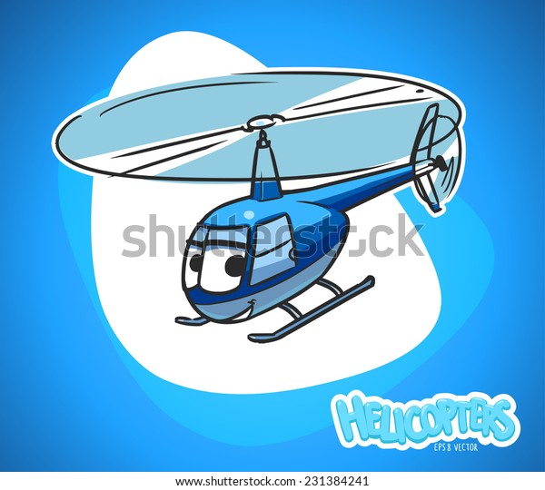 Cartoon Blue Helicopter Stock Vector (Royalty Free) 231384241 ...