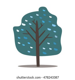 Cartoon Blue Tree Flat Illustration Stock Vector (Royalty Free ...