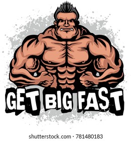 Cartoon Bodybuilder Tshirt Design Stock Vector (Royalty Free) 781480189 ...