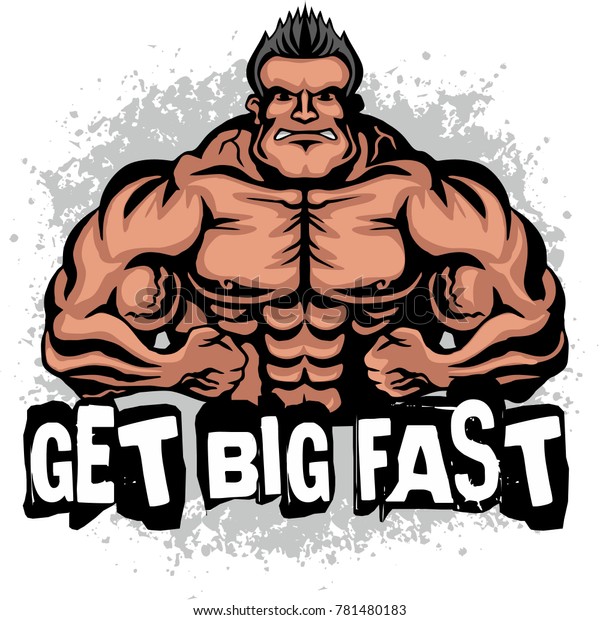 Cartoon Bodybuilder Tshirt Design Stock Vector (Royalty Free) 781480183 ...