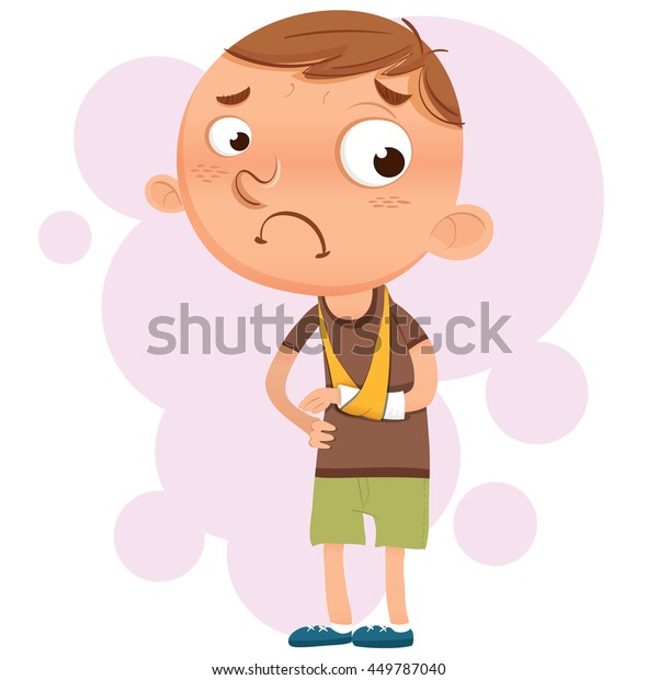 Cartoon Boy Broken Arm Stock Vector (Royalty Free) 449787040