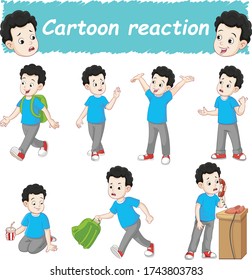 Cartoon Boy Character Different Reactions 库存矢量图（免版税）1743803783 ...