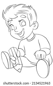 Cartoon Boy Coloring Page Stock Vector (Royalty Free) 2134521963 ...
