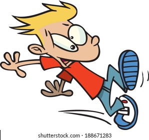 Cartoon Boy Coming Quick Stop Stock Vector (Royalty Free) 188671283 ...