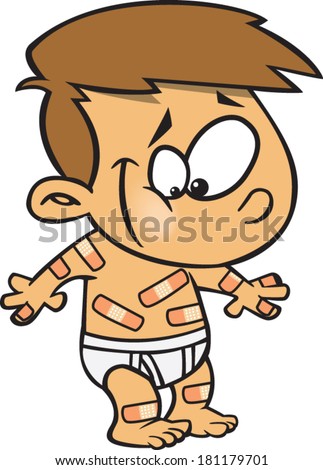 Cartoon Boy Covered Band Aids Stock Vector (Royalty Free) 181179701 ...