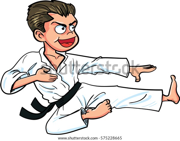Cartoon Boy Doing Karate Kick Stock Vector (Royalty Free) 575228665