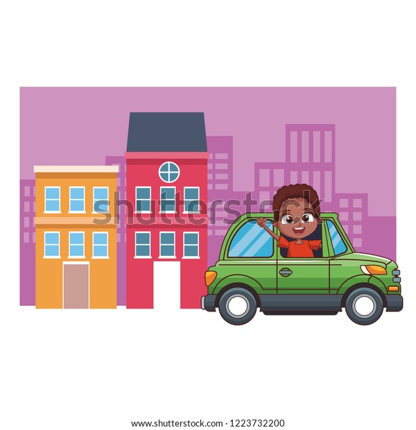 Cartoon Boy Drivingcar Stock Vector (Royalty Free) 1223732200 ...