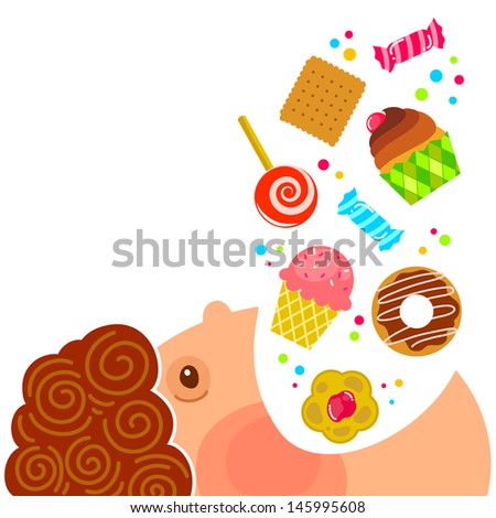 Cartoon Boy Eating Lots Sweets Stock Vector (Royalty Free) 145995608 ...