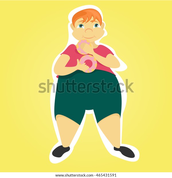 Cartoon Boy Eating Lots Sweets Stock Vector (Royalty Free) 465431591