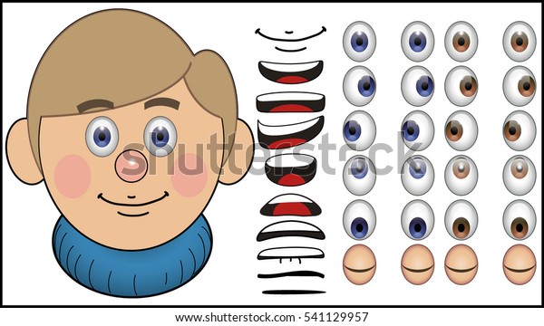 Cartoon Boy Face Kit Cartoon Boy Stock Vector (Royalty Free) 541129957 ...