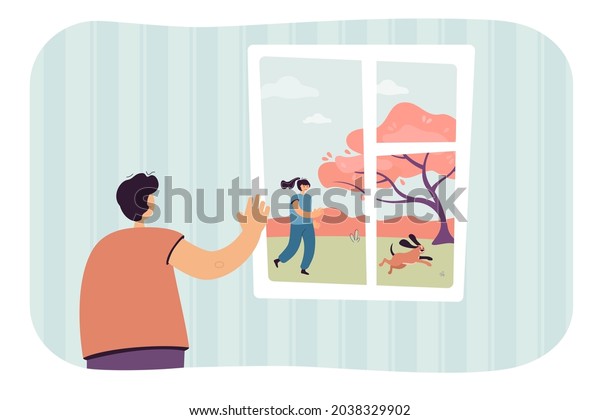 Cartoon Boy Front Window Waving Friend Stock Vector (Royalty Free ...