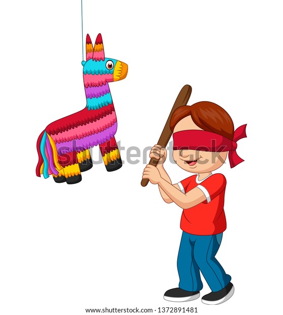 Cartoon Boy Hitting Pinata Game Stock Vector (Royalty Free) 1372891481 ...