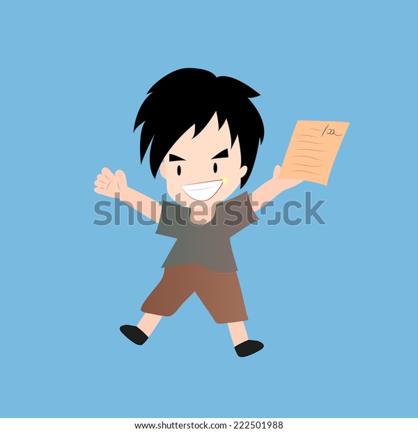 Cartoon Boy Holding Blank Paper Stock Vector (Royalty Free) 222501988 ...