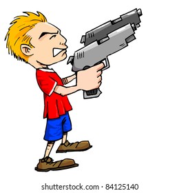 Cartoon Boy Huge Guns Isolated On Stock Vector (Royalty Free) 84125140