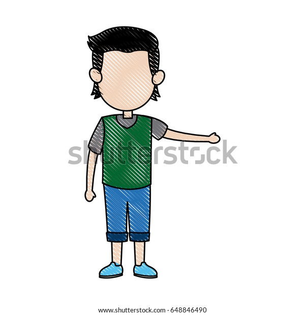 Cartoon Boy Kid Hand Gesture Image: เวกเตอร์สต็อก (ปลอดค่าลิขสิทธิ์ ...