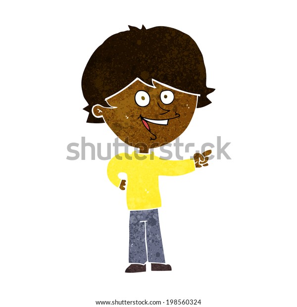 Cartoon Boy Laughing Pointing Stock Vector (Royalty Free) 198560324