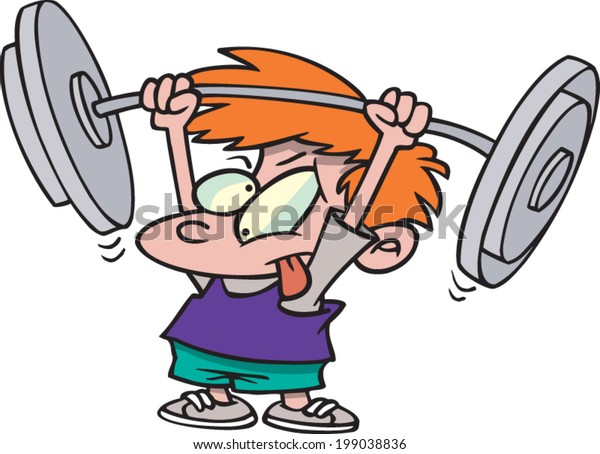 Cartoon Boy Lifting Weights Stock Vector (Royalty Free) 199038836 ...