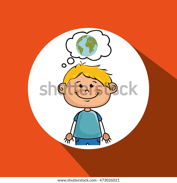 Cartoon Boy Map Global Vector Illustration Stock Vector (Royalty Free ...